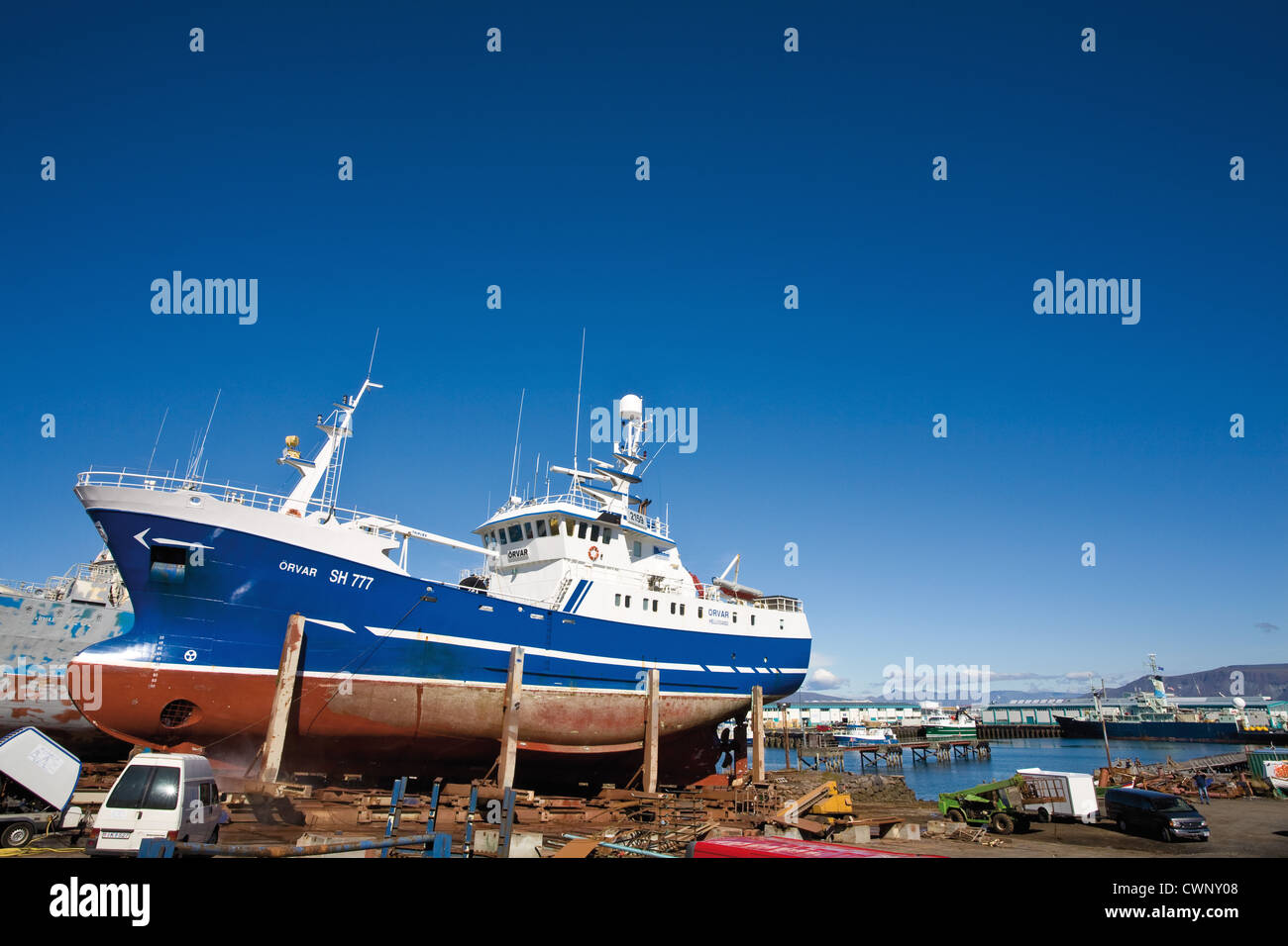 Iceland, ship in shipyard Stock Photo - Alamy