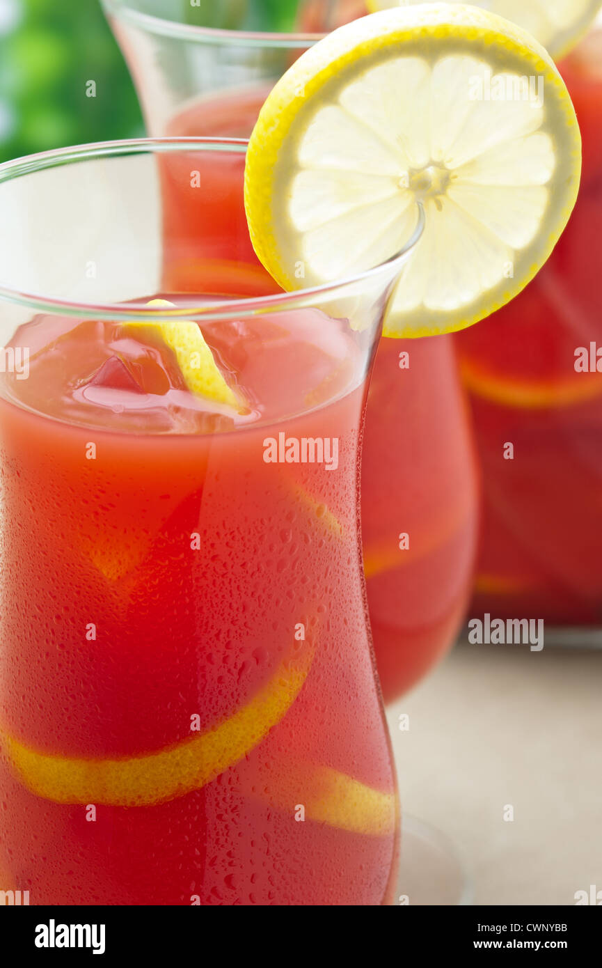 Chilled Orange Lemon Sangria in a summer setting Stock Photo - Alamy