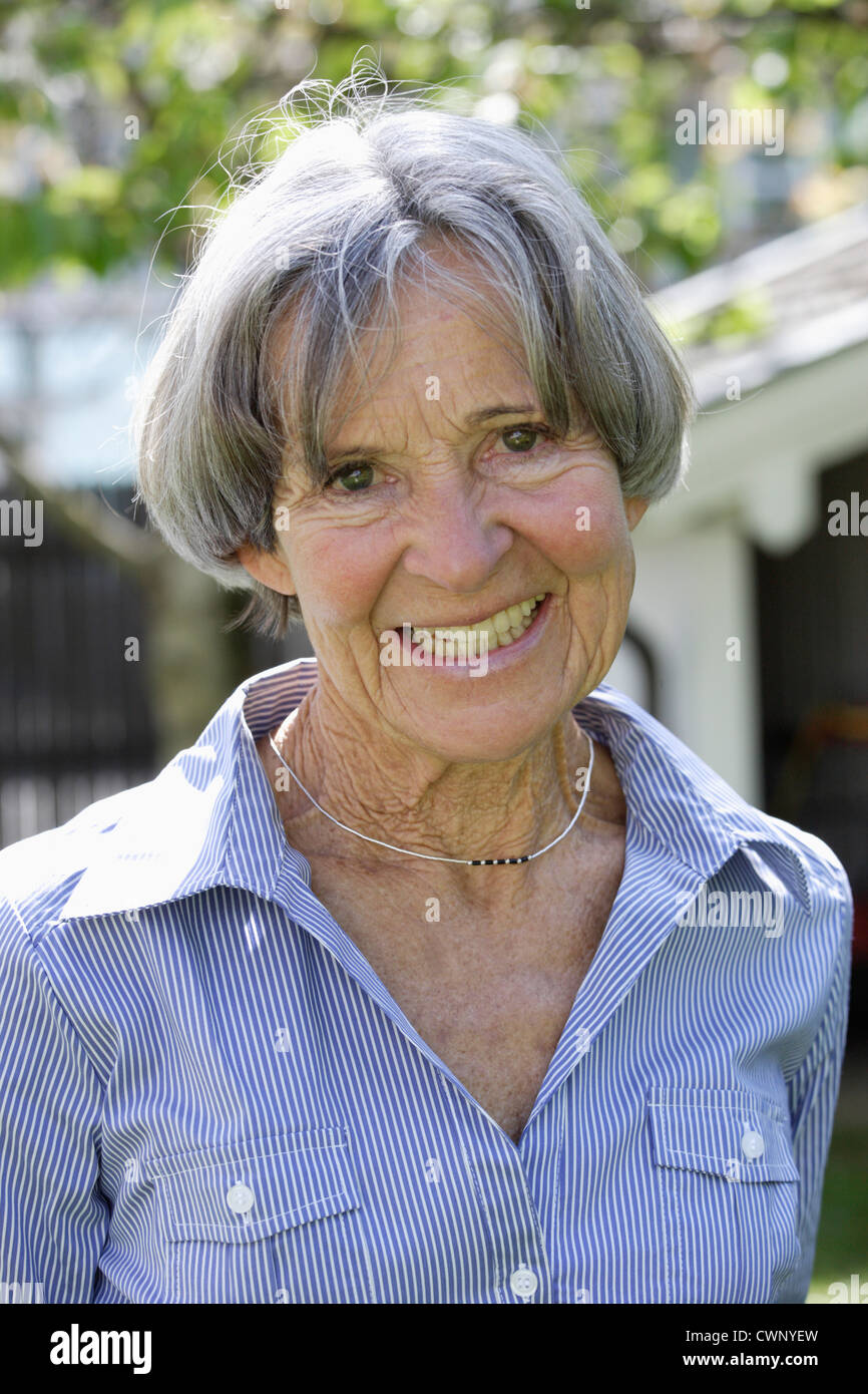 Germany, Bavaria, Senior woman smiling, portrait Stock Photo - Alamy