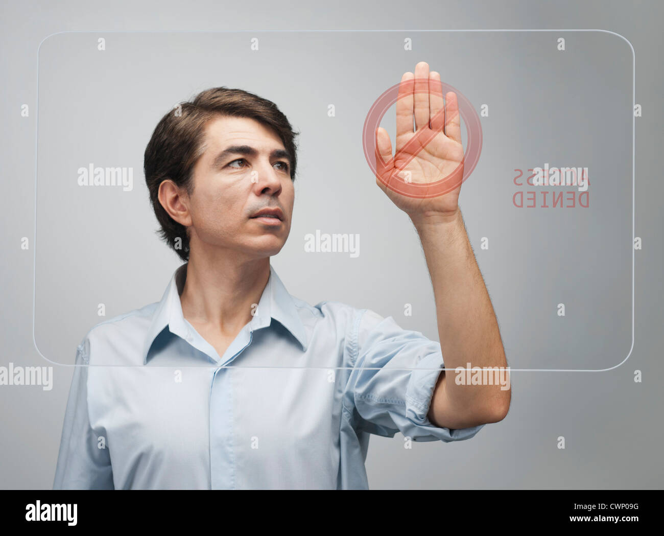 Man denied access on advanced touch screen interface Stock Photo - Alamy