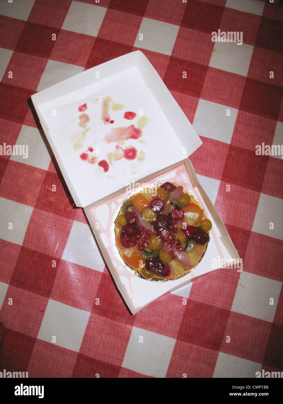 Fruit flan in box Stock Photo - Alamy