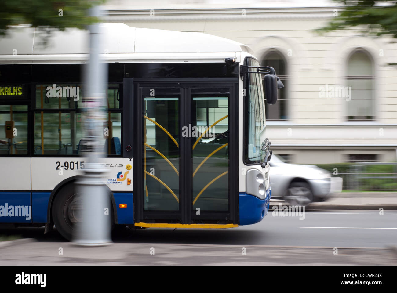 Streets of Riga, Latvia - public transportation bus passing by (summer ...