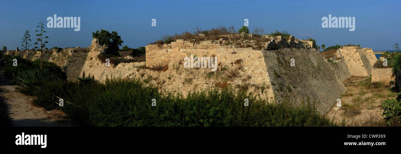 Moat and Crusader walls at Ceasarea ,Israel Stock Photo - Alamy