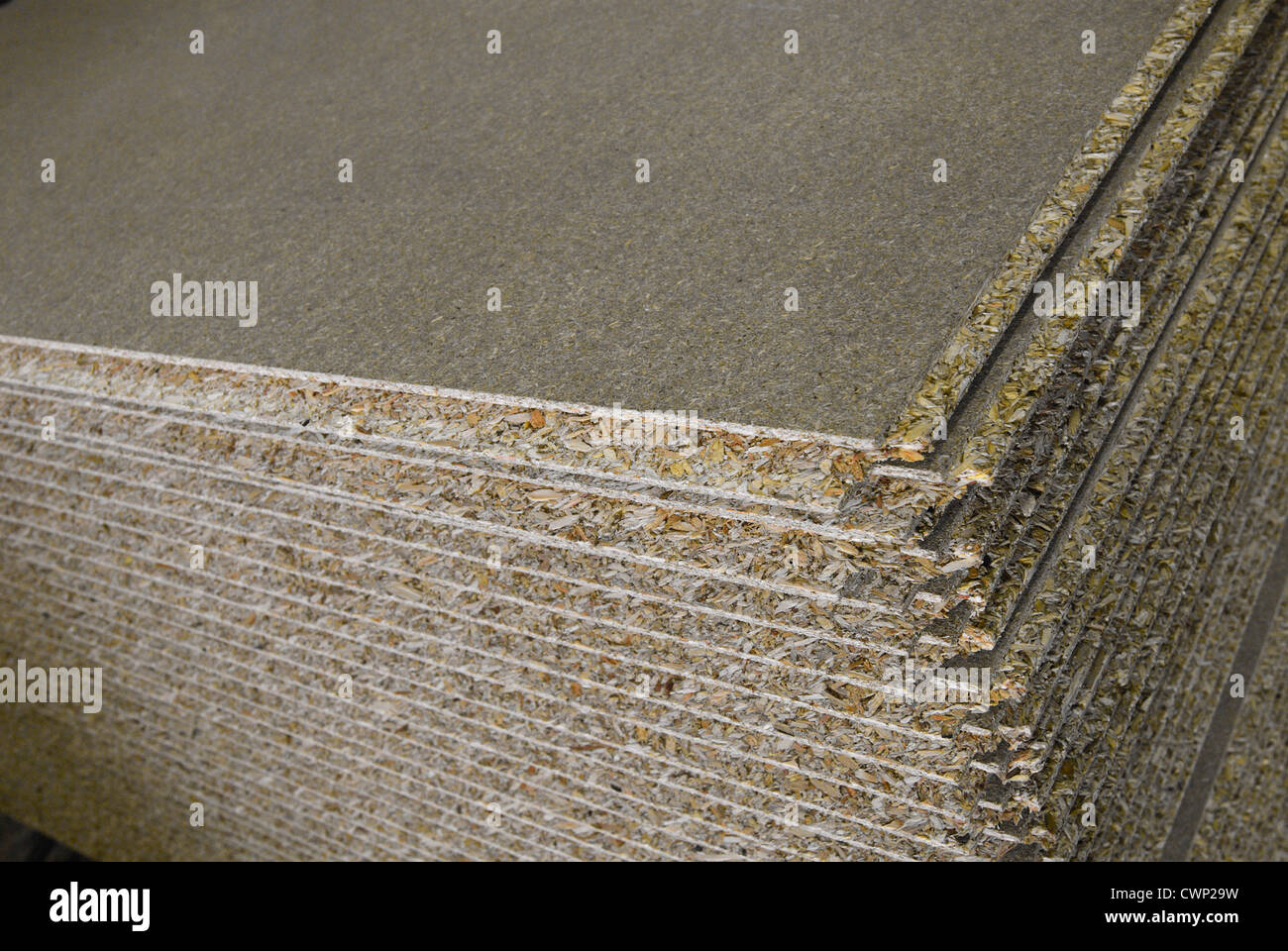 Stack of oriented strand - chipboard Stock Photo - Alamy