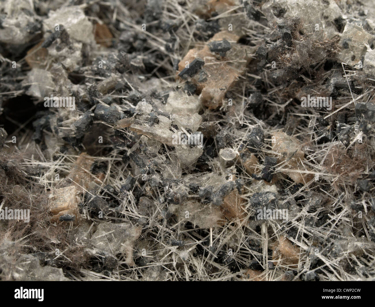 Calcite needles with galena and siderite Stock Photo - Alamy
