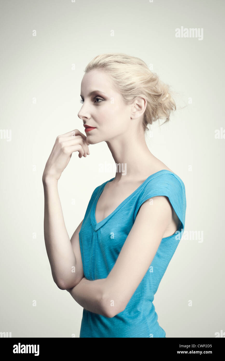 Young woman in thought, portrait Stock Photo - Alamy