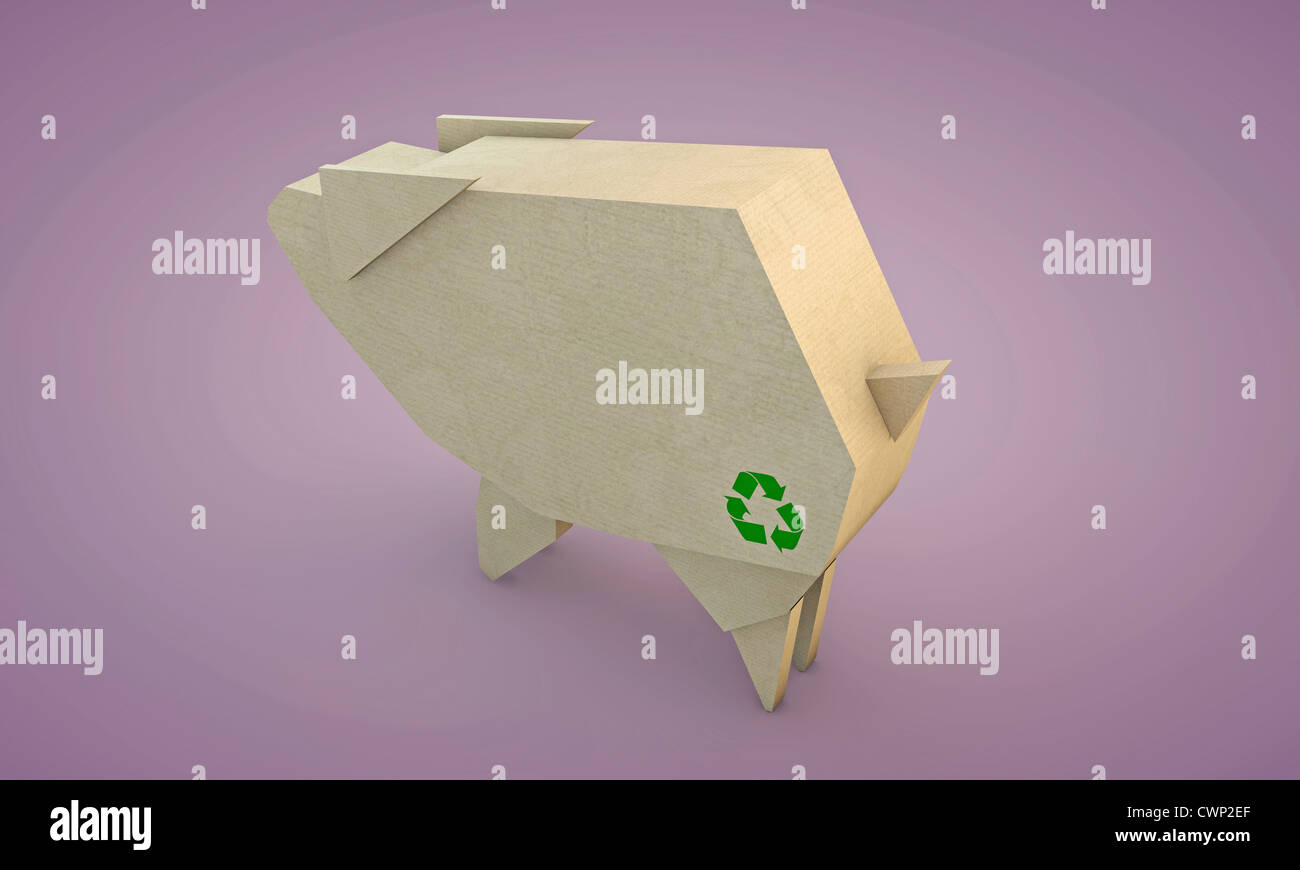 cardboard shaped like a pig isolated on pink background Stock Photo - Alamy