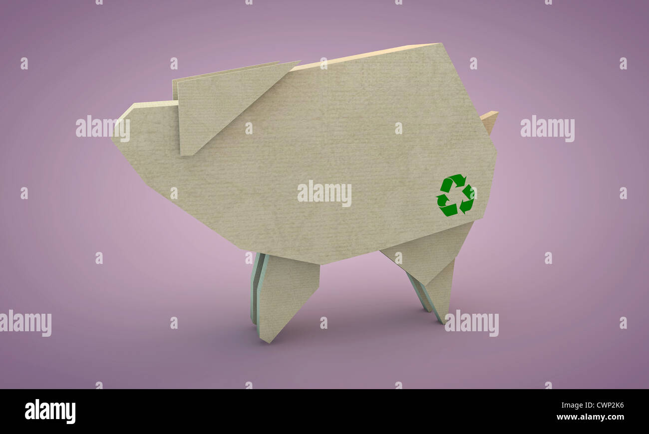 cardboard shaped like a pig isolated on pink background Stock Photo - Alamy