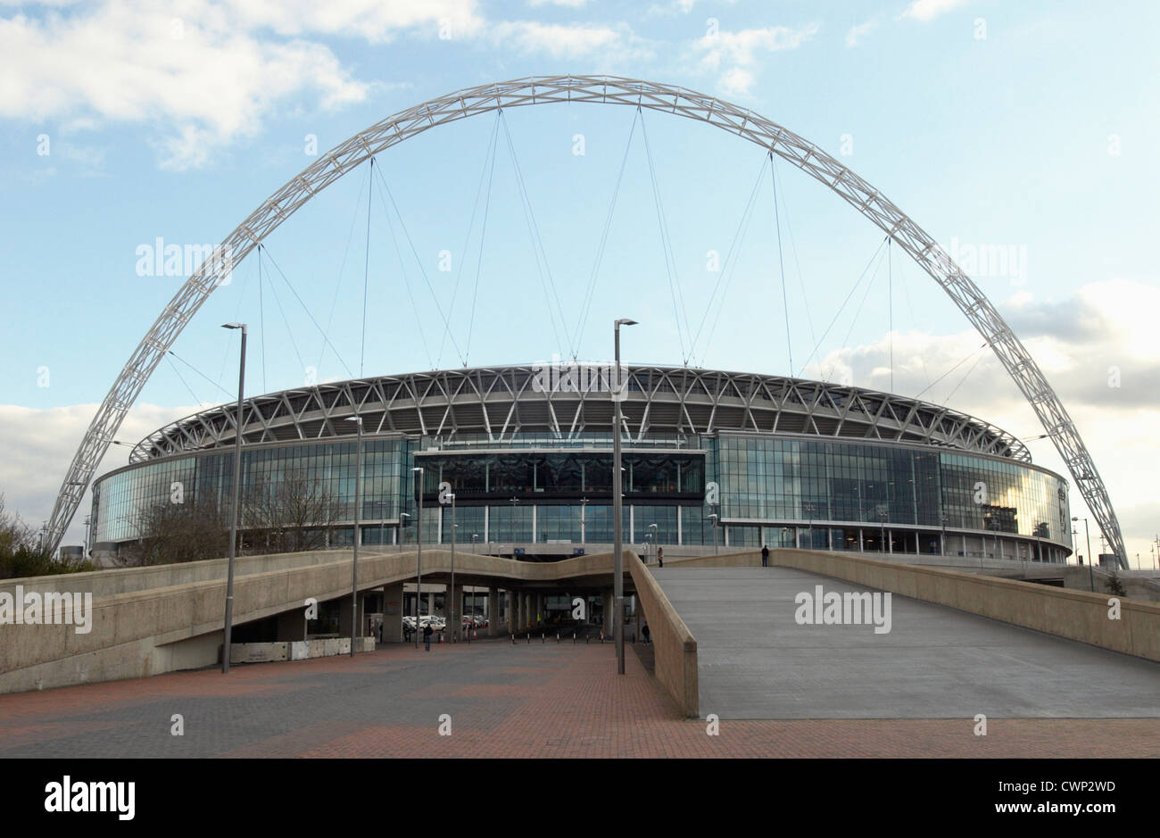 Approach to Wembley Stadium. The Wembley Stadium arch is the main focus ...