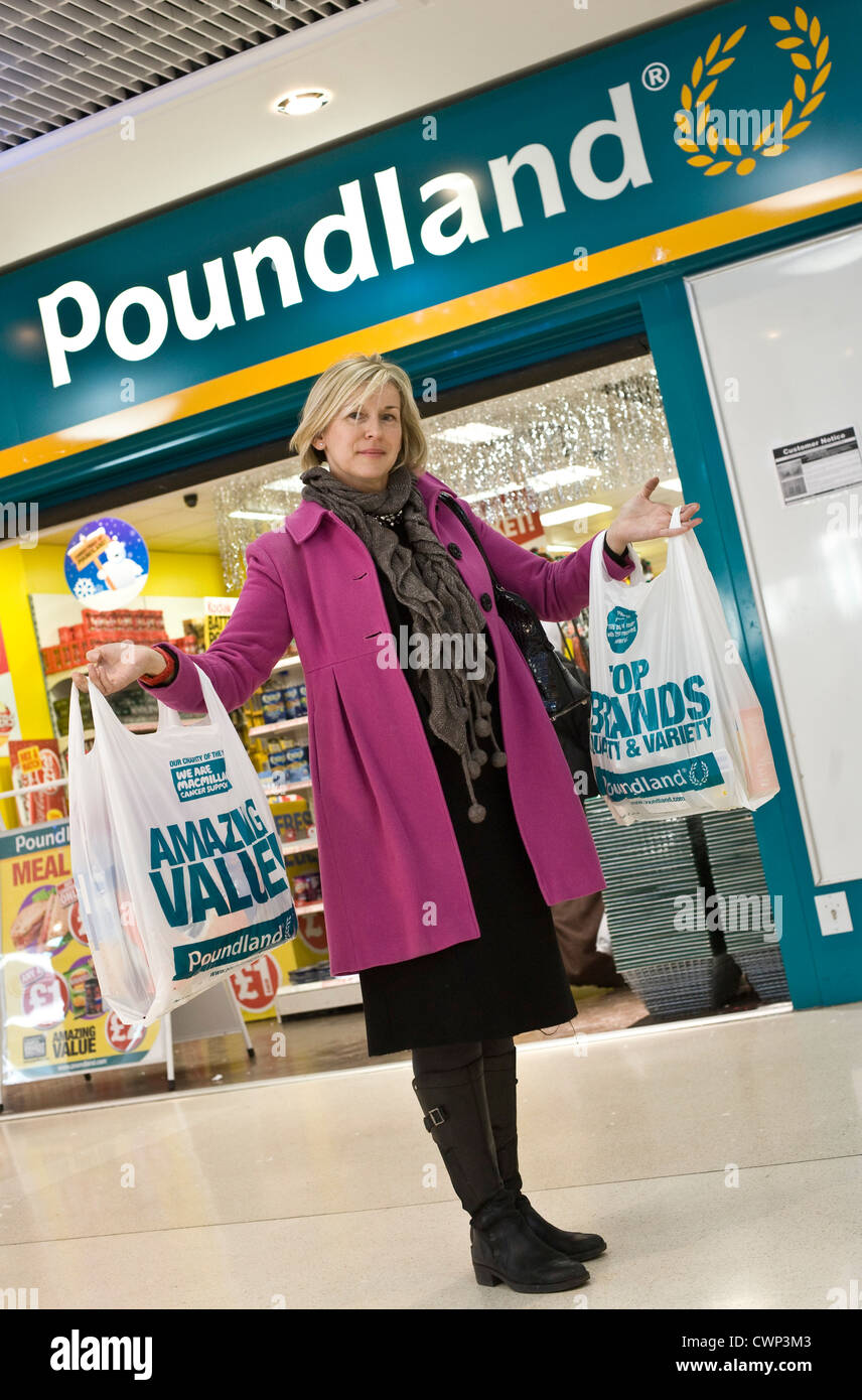 middle class woman shopping in Poundland bargain one pound store Stock ...