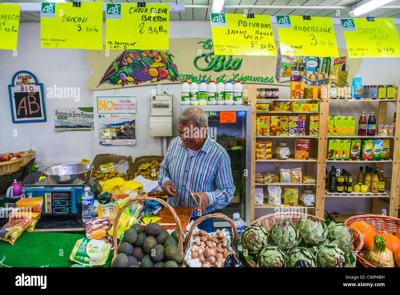 Paris, France, Organic Food Shopping in French Farmer's Market, Covered ...