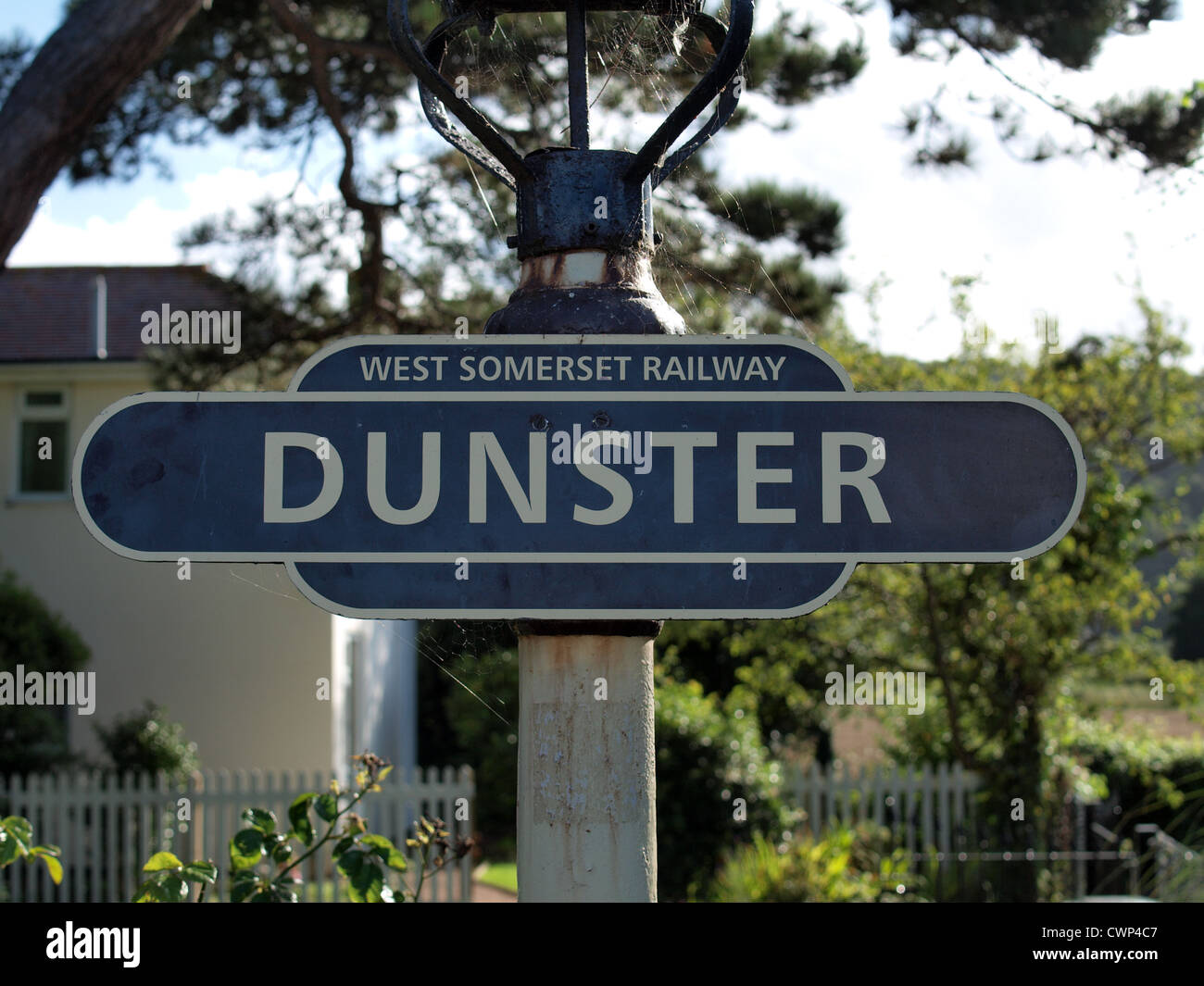 Dunster Station sign. West Somerset Steam Railway. Somerset Stock Photo ...