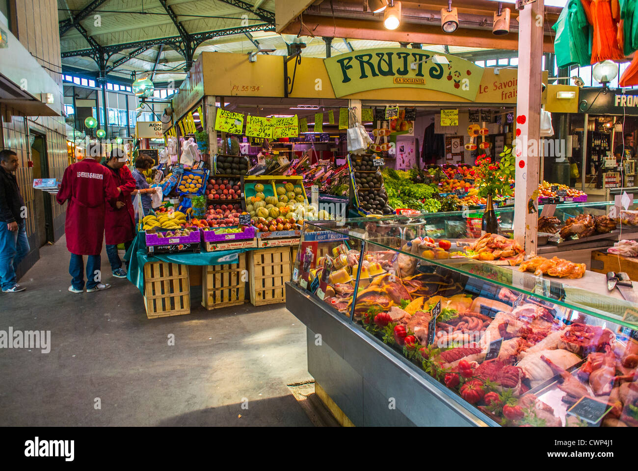 Paris, France, Shopping in French Farmer's Market, Covered Market ...