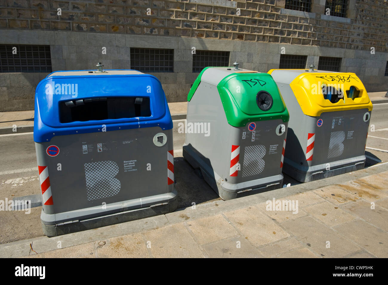 Recycling bins barcelona catalonia spain hi-res stock photography and ...