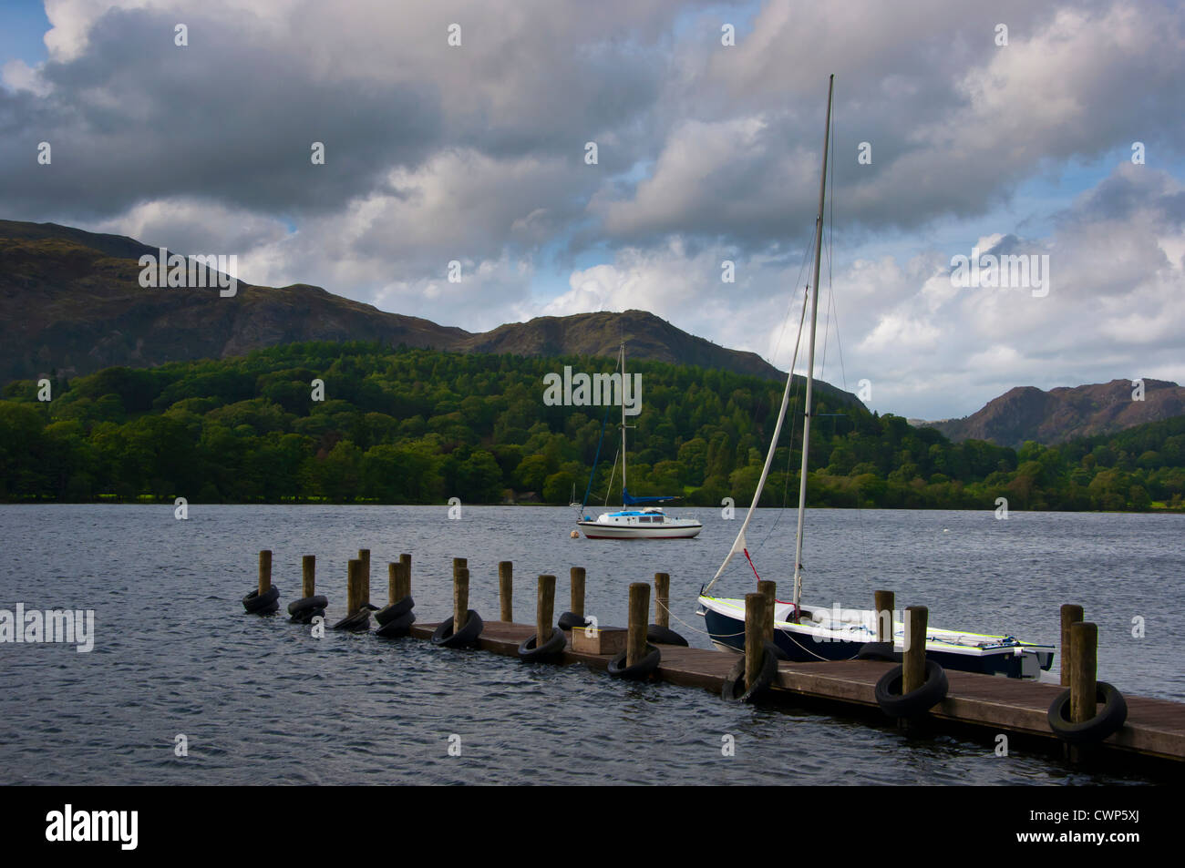 Jetty at Bank Ground Coniston Water Stock Photo - Alamy