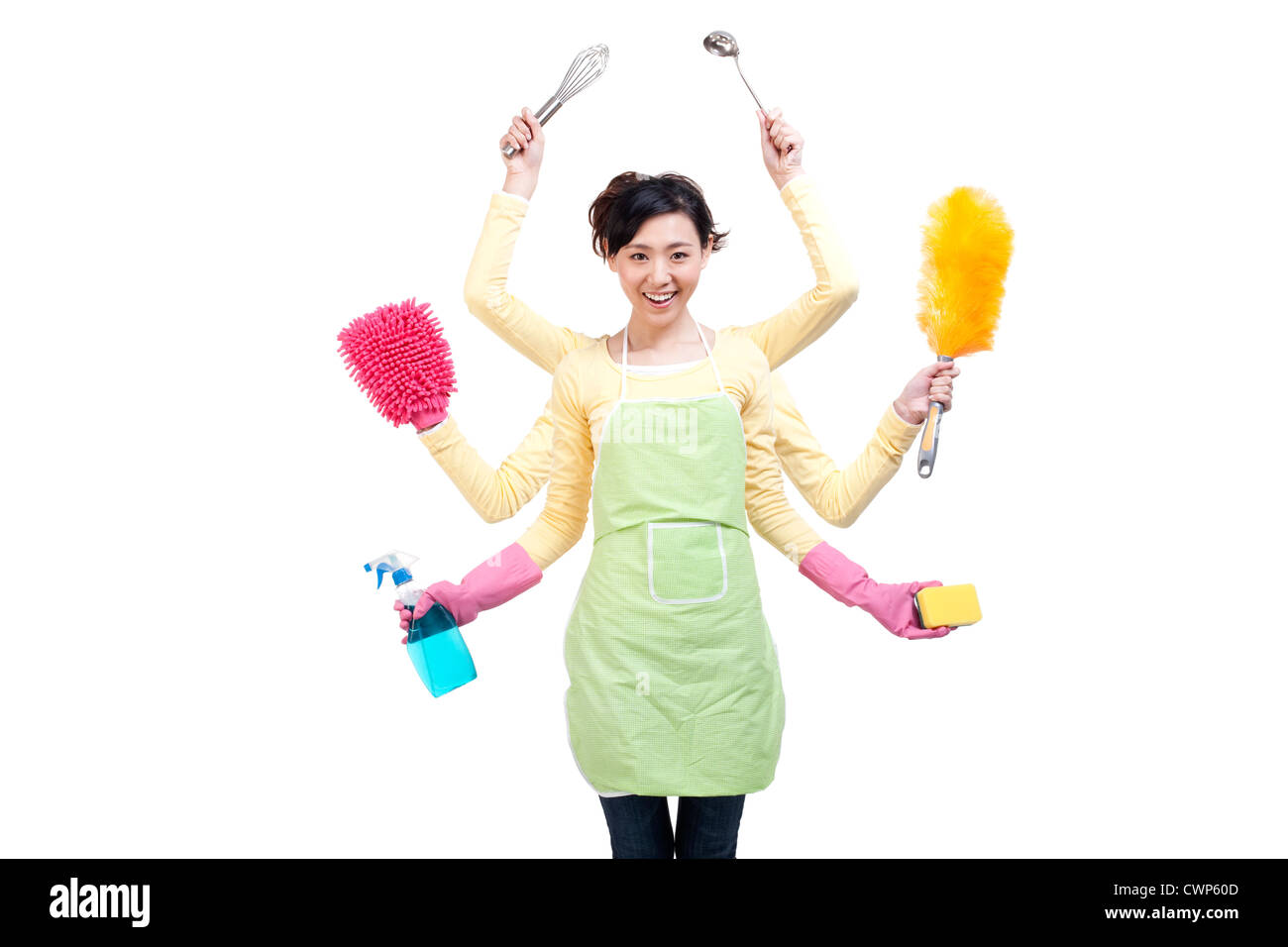 Super busy housewife Stock Photo - Alamy