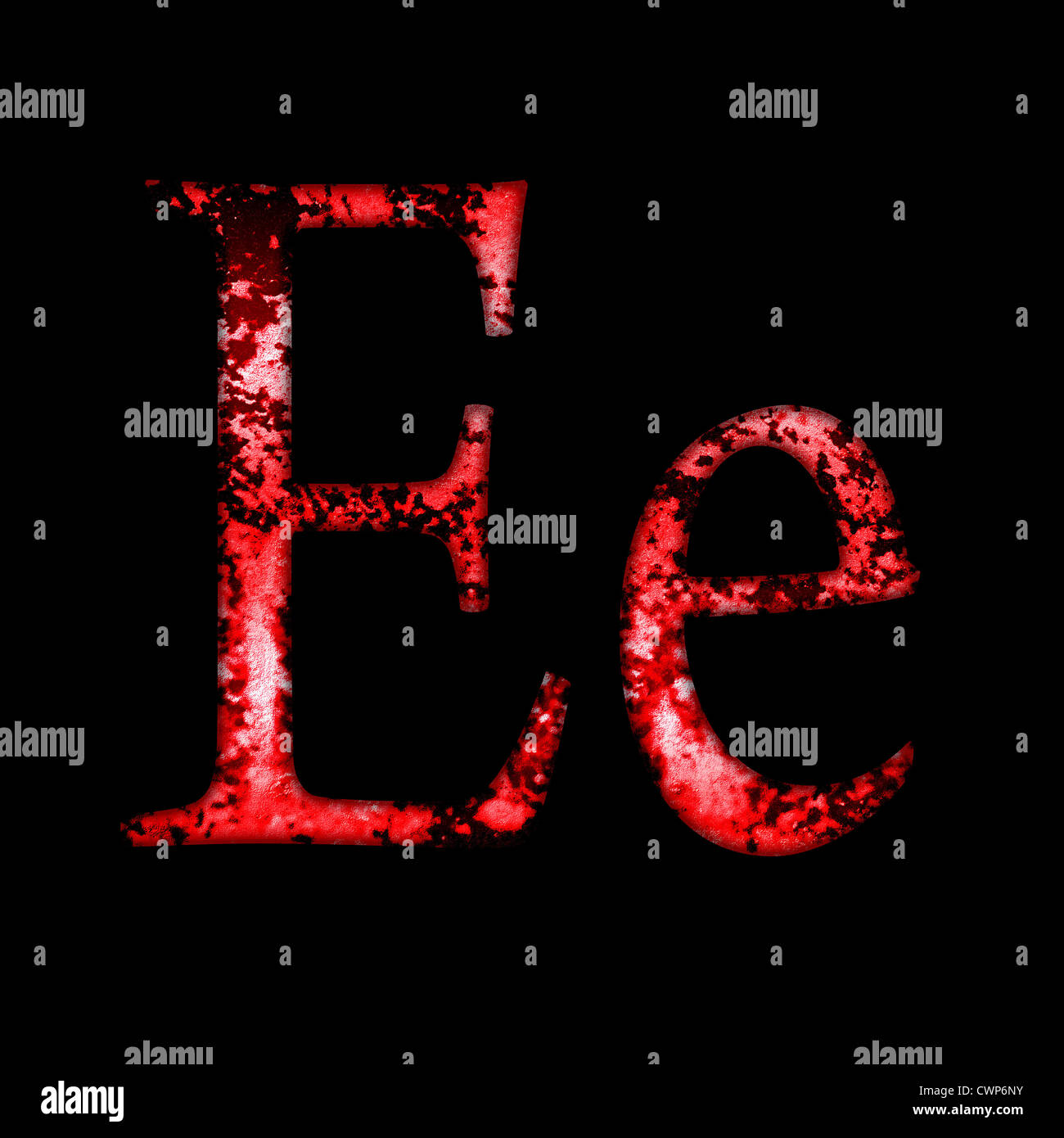 grunge font letter e on a black background Stock Photo - Alamy