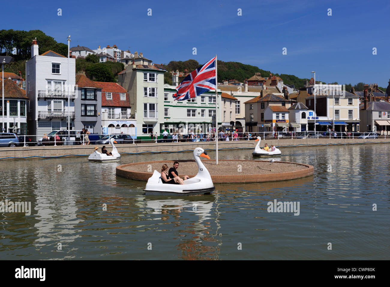 Boating pond along sea front promenade Stock Photo - Alamy