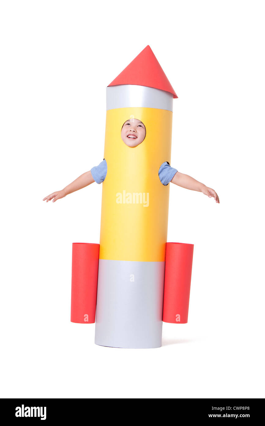 Space rocket flying in Cut Out Stock Images & Pictures - Alamy