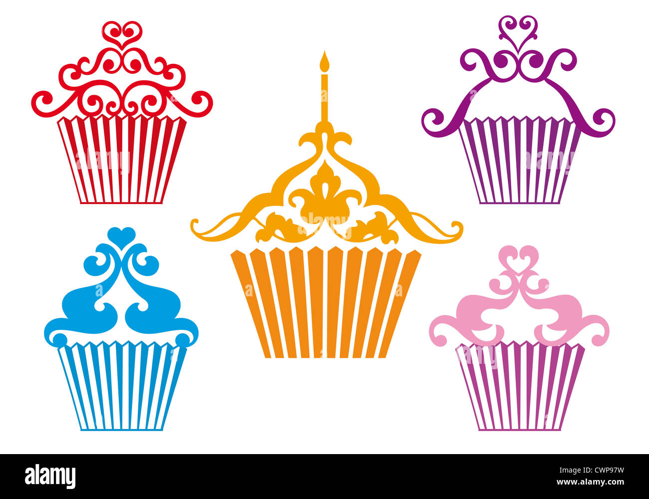Set of cupcake designs Cut Out Stock Images & Pictures - Alamy
