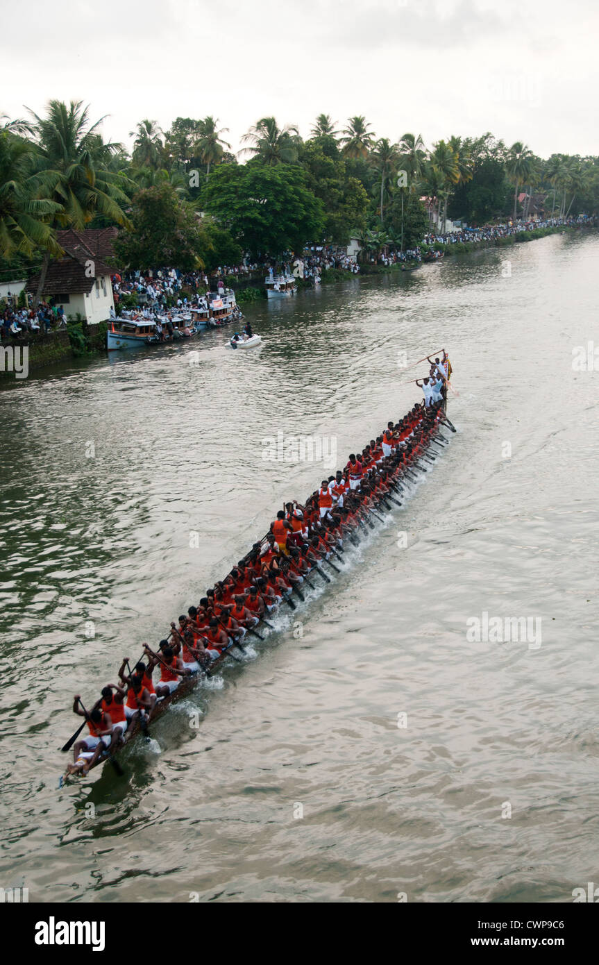 Snake boat race during onam celebration in Kumarakom, Kottayam Stock ...