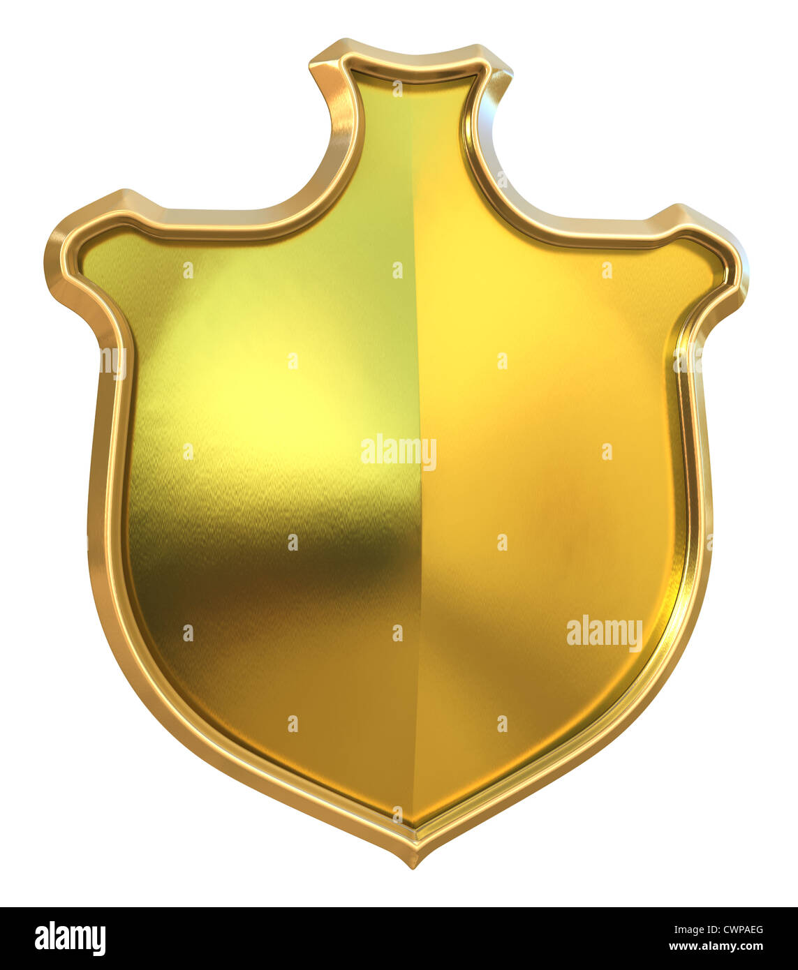 Golden shield - isolated on white background Stock Photo - Alamy