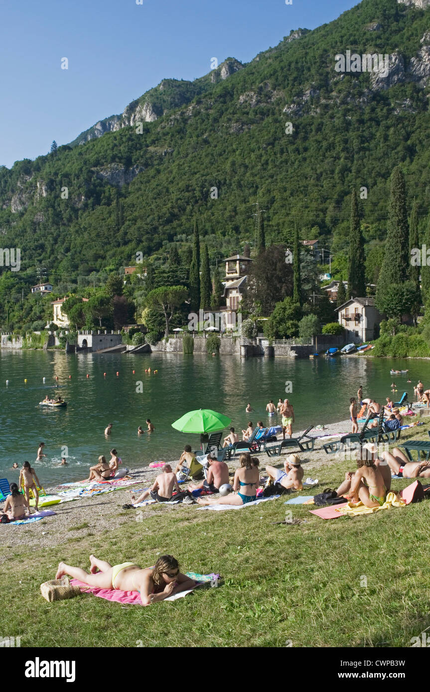 small beach in Lierna, Lake Como, Lecco, Lombardy, Italy Stock Photo ...