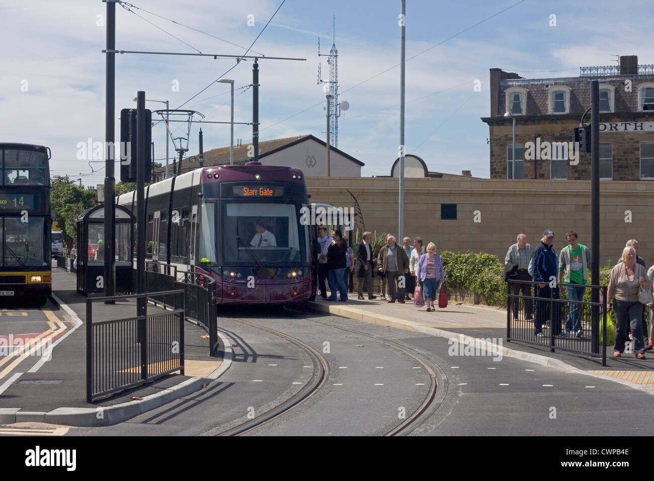New Blackpool tram in Fleetwood Stock Photo - Alamy