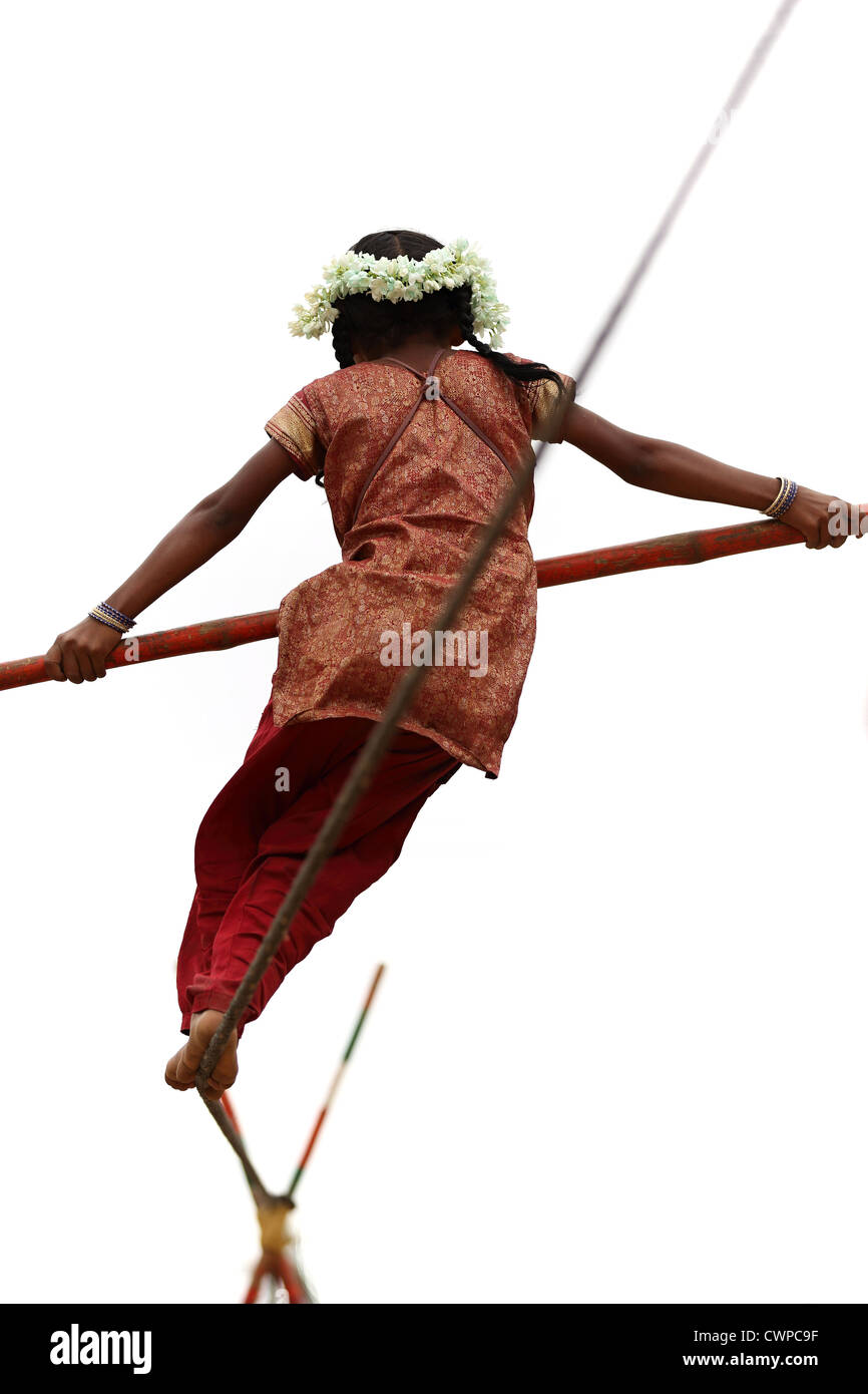 Indian tightrope walker Andhra Pradesh South India Stock Photo - Alamy