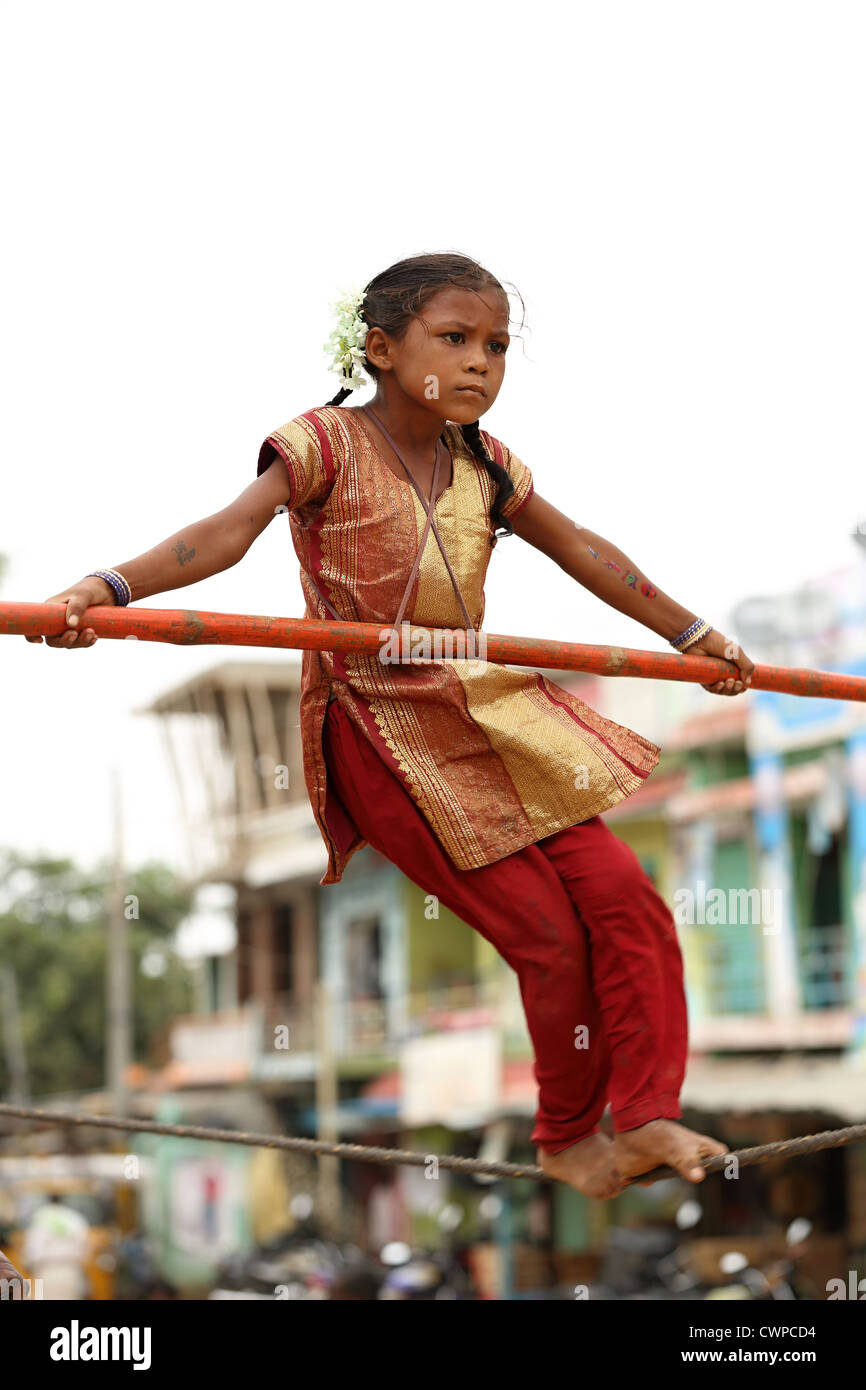 Indian tightrope walker Andhra Pradesh South India Stock Photo - Alamy