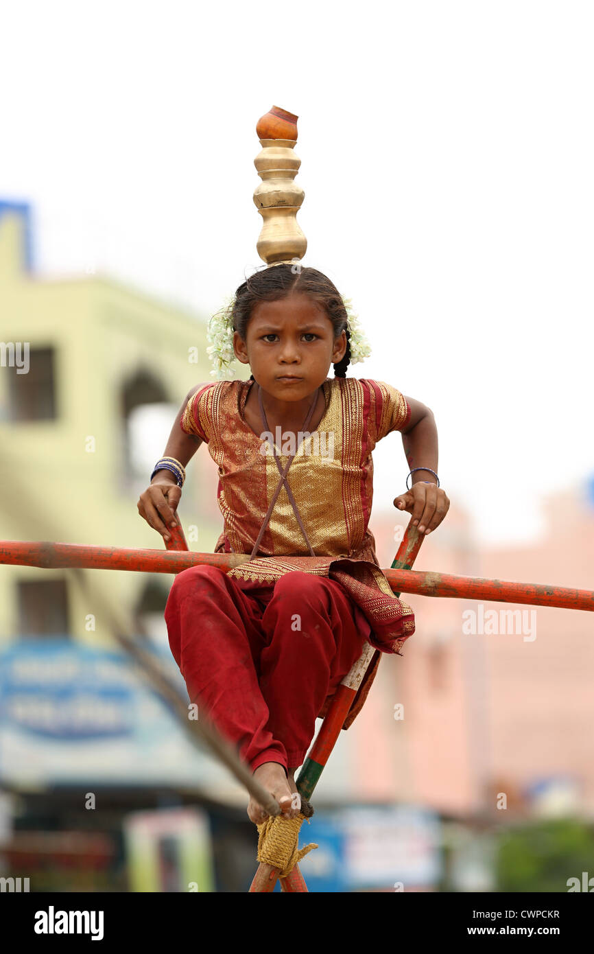 Indian tightrope walker Andhra Pradesh South India Stock Photo - Alamy