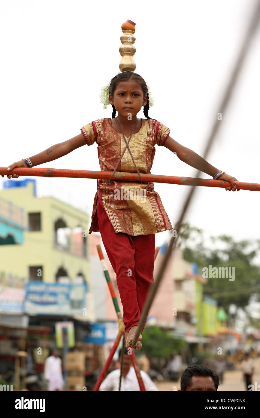 Indian tightrope walker Andhra Pradesh South India Stock Photo - Alamy