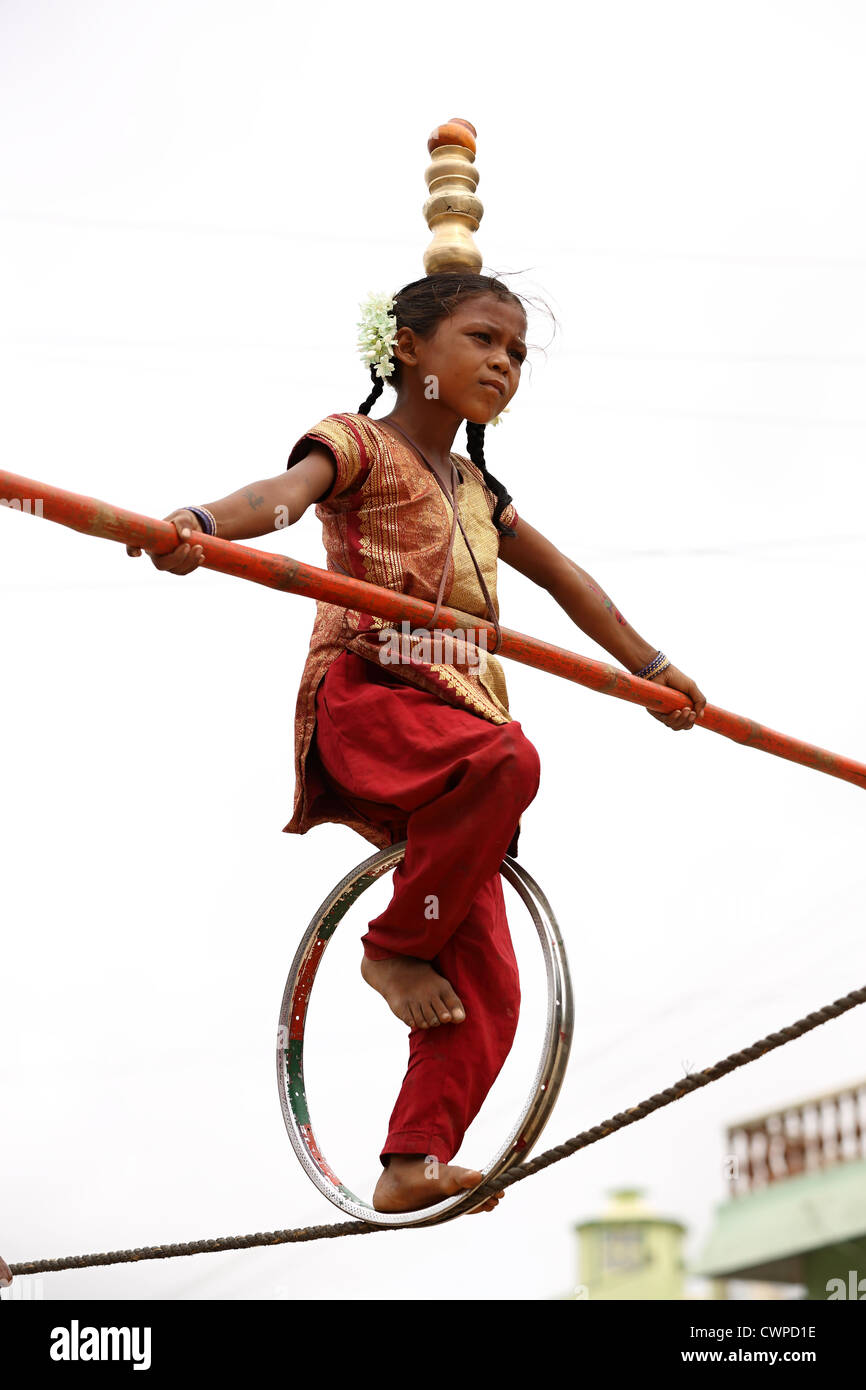 Indian tightrope walker Andhra Pradesh South India Stock Photo - Alamy
