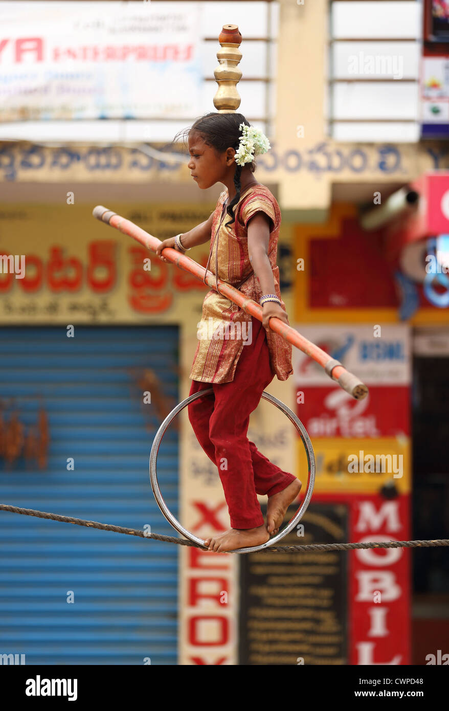 Indian tightrope walker Andhra Pradesh South India Stock Photo - Alamy