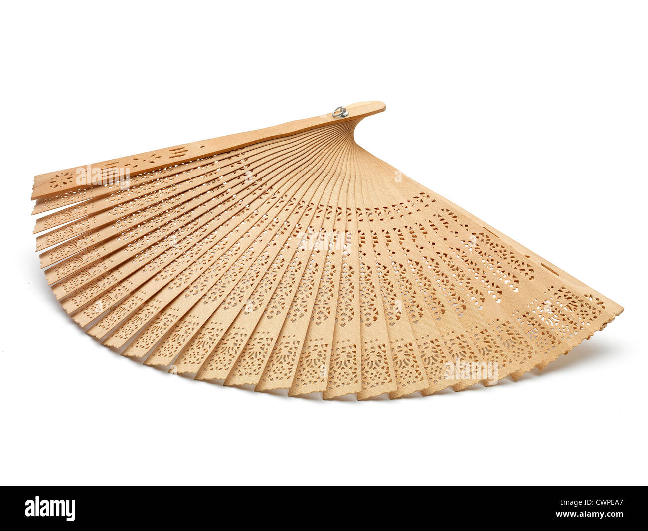 wooden fan on white background Stock Photo - Alamy