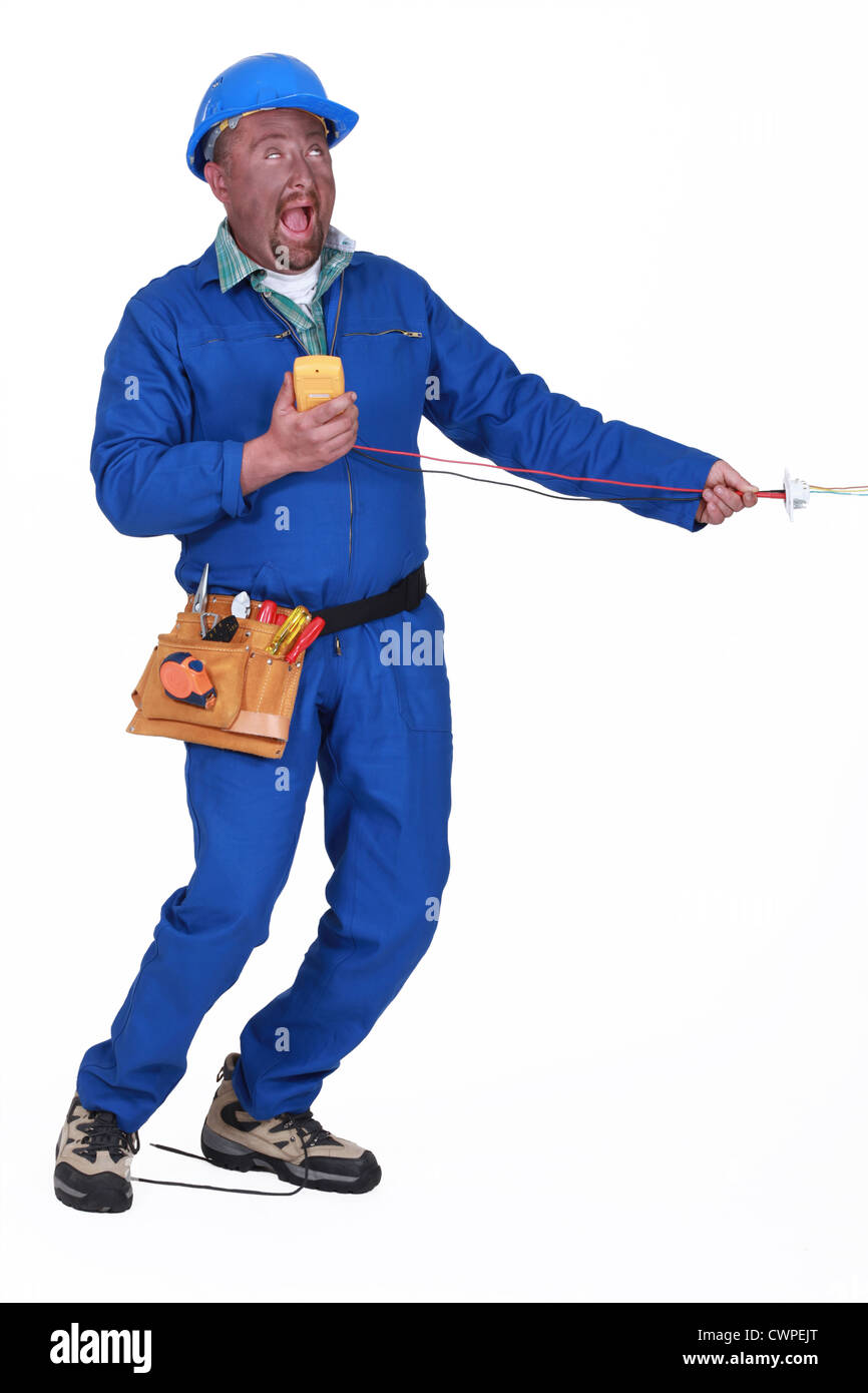 A man being electrocuted Stock Photo - Alamy