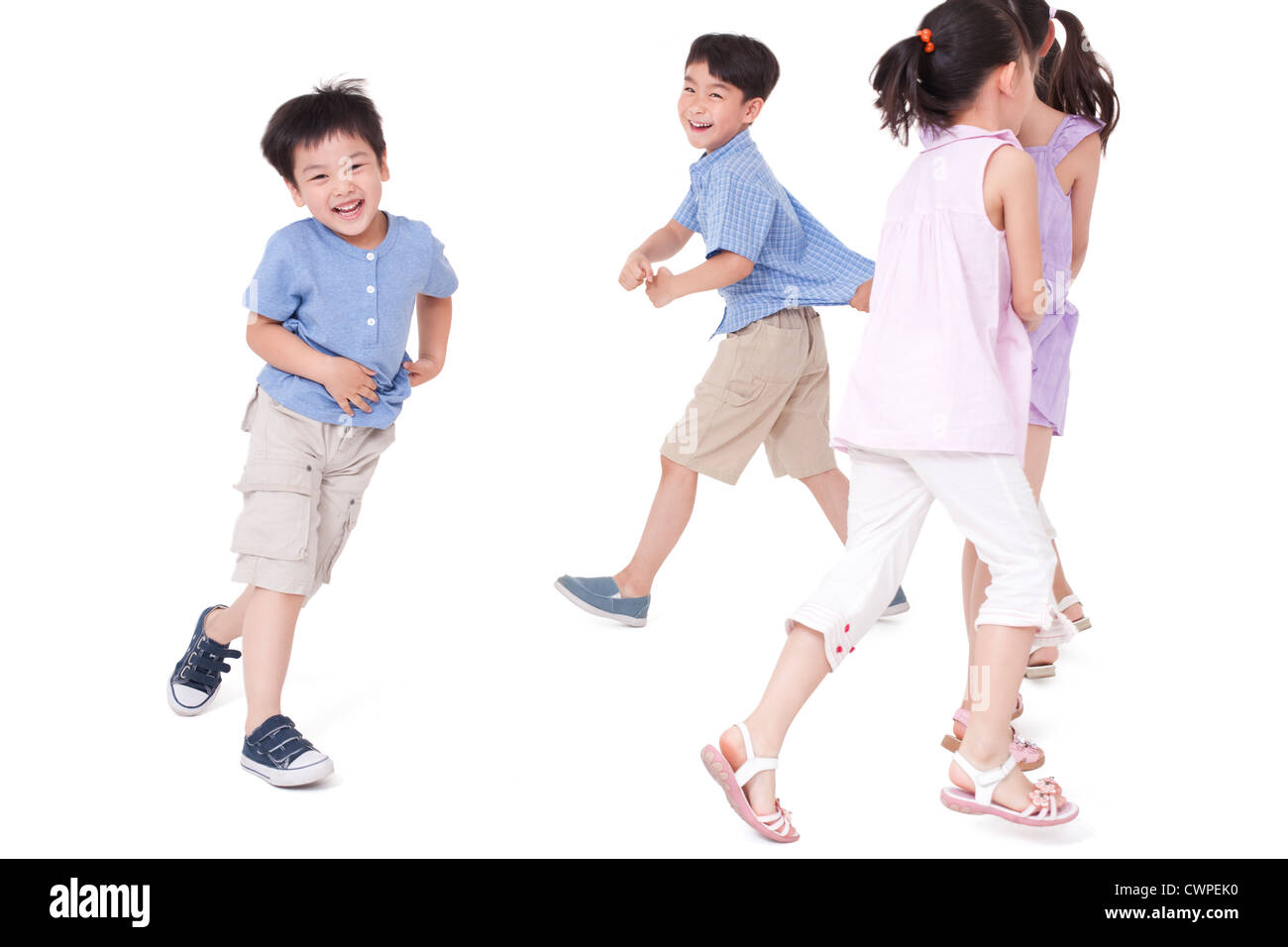 Children playing train games Stock Photo - Alamy