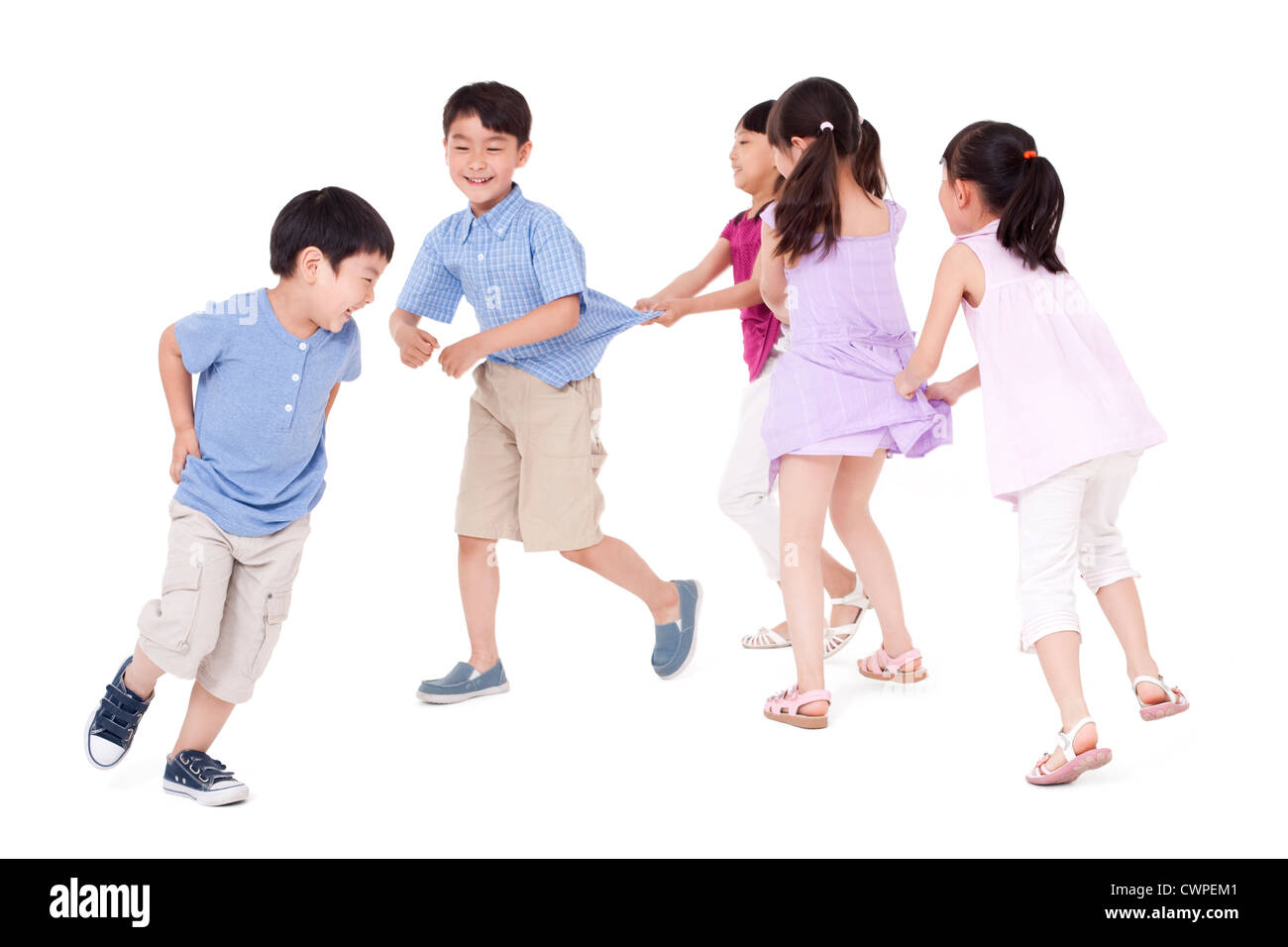 Children playing train games Stock Photo - Alamy