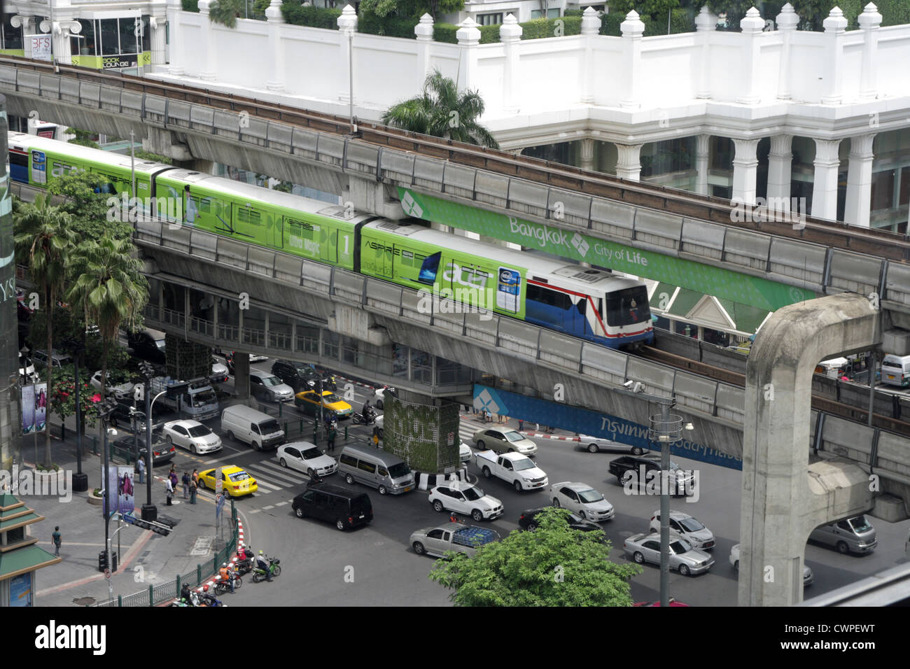 BTS sky train on rail , Bangkok , Thailand Stock Photo - Alamy