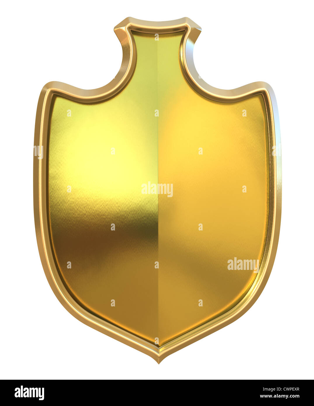 Golden shield - isolated on white background Stock Photo - Alamy