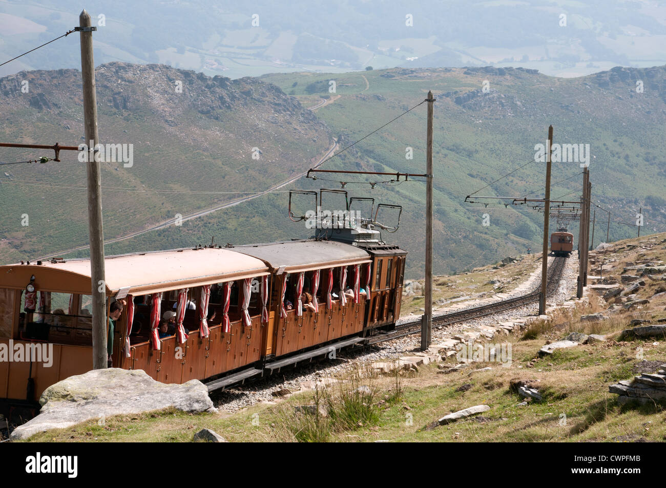 Le Petit Train de La Rhune a mountain railway in the Basque region at ...