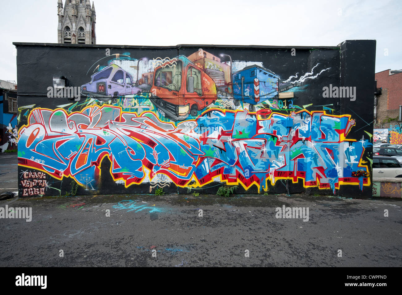 Graffiti on car park wall hi-res stock photography and images - Alamy
