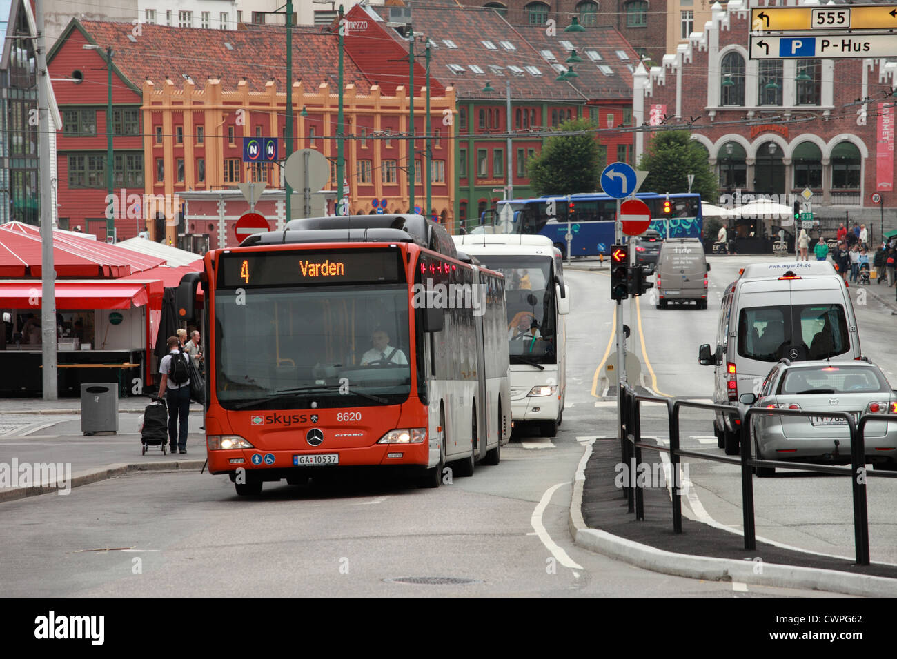 Bus on a street in Bergen, Norway Stock Photo - Alamy
