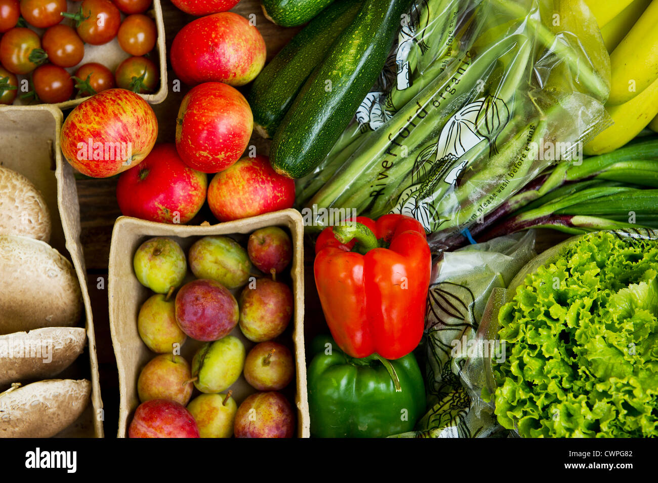Organic fruit and vegetables Stock Photo - Alamy