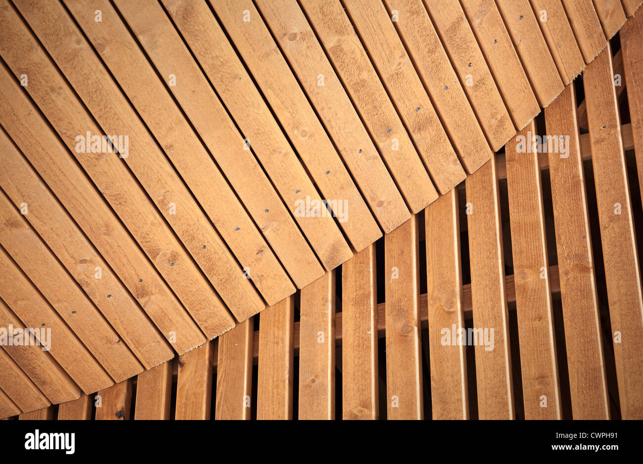 Abstract architecture background with wooden planking curved ...