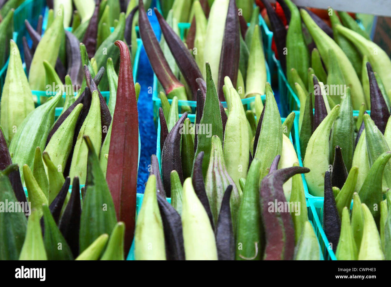 Okra at the Farmers Market Stock Photo - Alamy