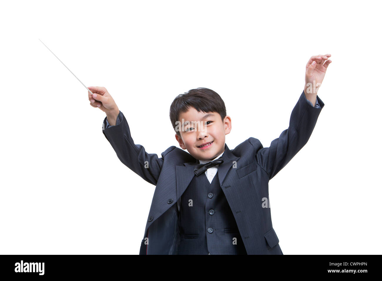 Boy dressing up like a conductor Stock Photo - Alamy