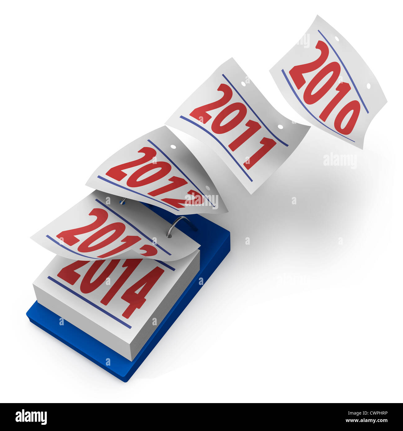 Desktop calendar showing how years fly by on white background Stock ...