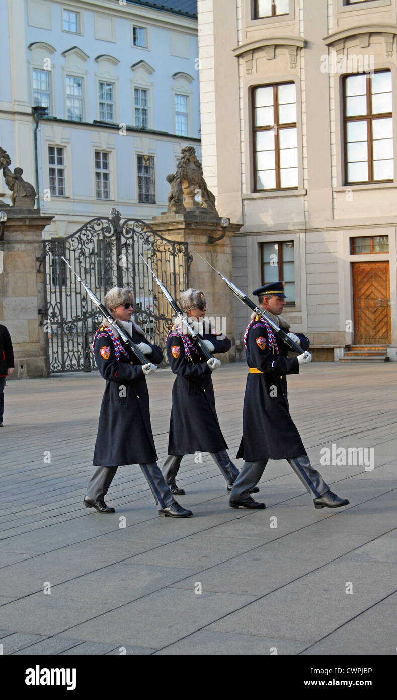 Soldiers on guard, Prague Castle, Prague, Czech Republic Stock Photo - Alamy