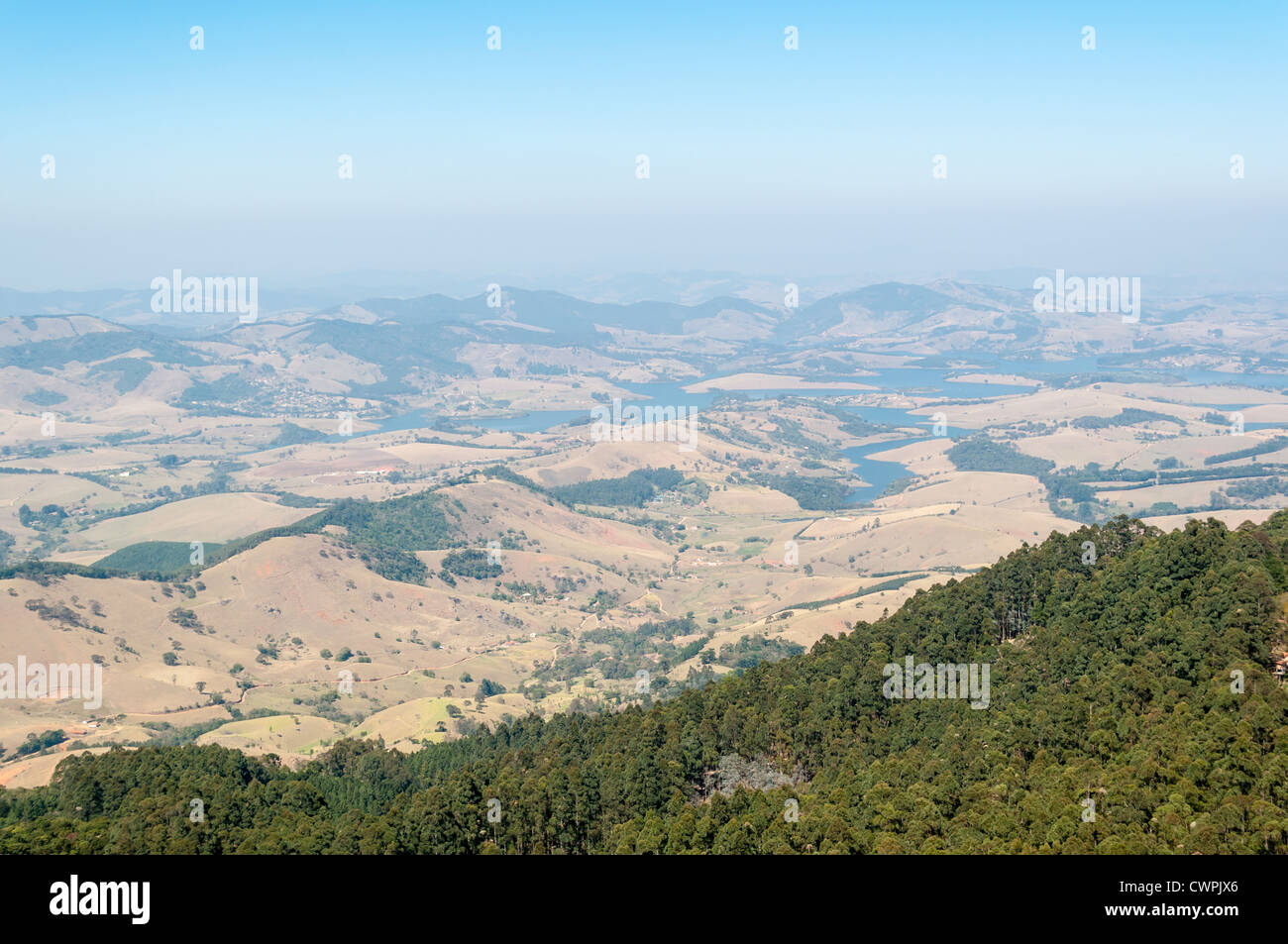 Valley farms with a view from the hill Stock Photo - Alamy